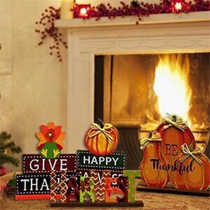 Accents | 4 Pack Thanksgiving Themed Table Centerpiece Signs Wood ...